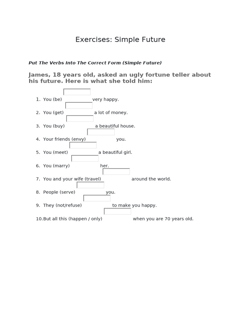 Exercises Simple Future | PDF