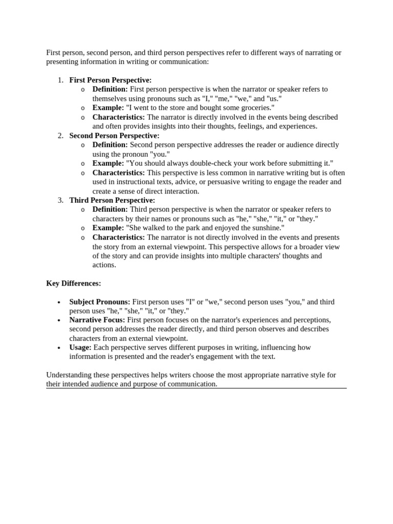 Person Perspectives | PDF
