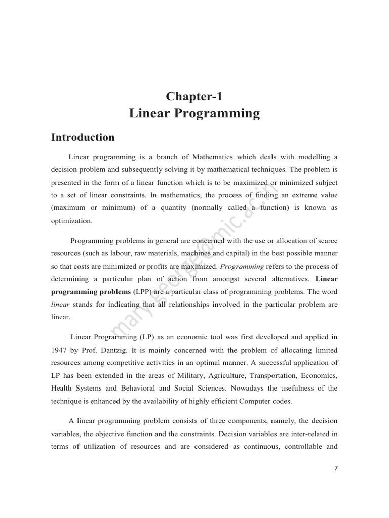 UG Chapter 1 | PDF | Mathematical Optimization | Linear Programming