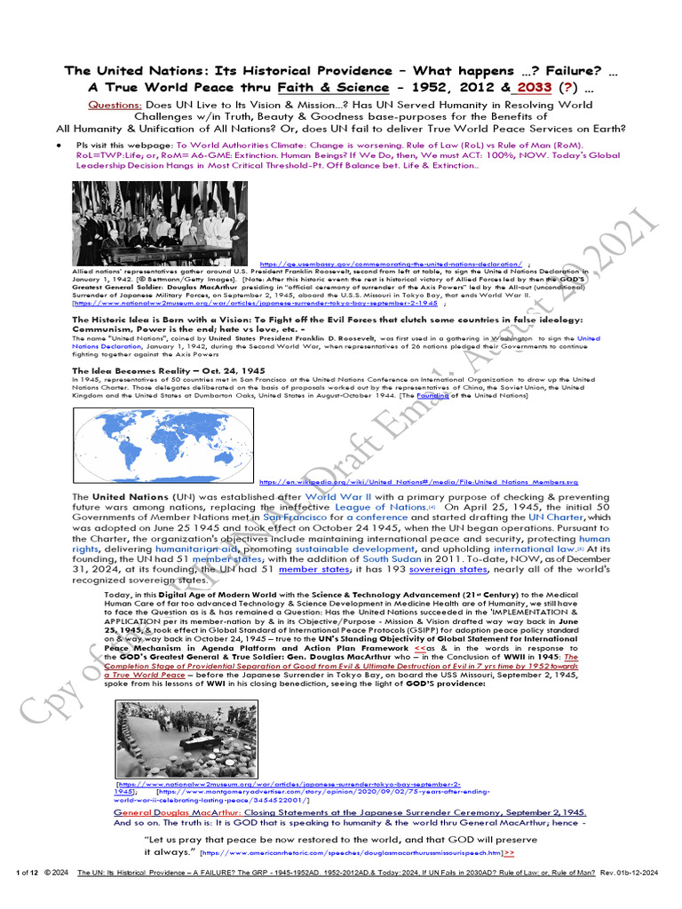 The United Nations: Its Historical Providence - What Happens ? Failure ...