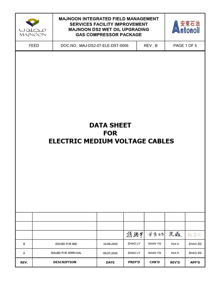 Data Sheet for Medium Voltage Cables | PDF | Insulator (Electricity ...