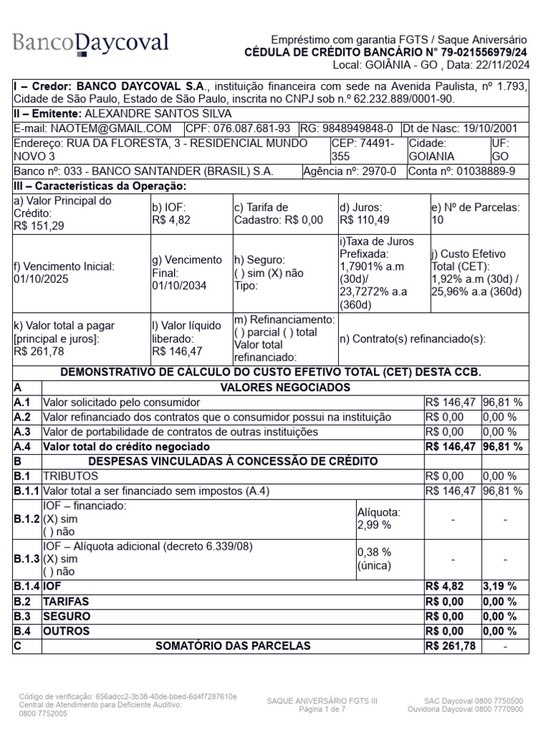 Cédula de Crédito Bancário | PDF | Crédito | Finanças e Administração ...