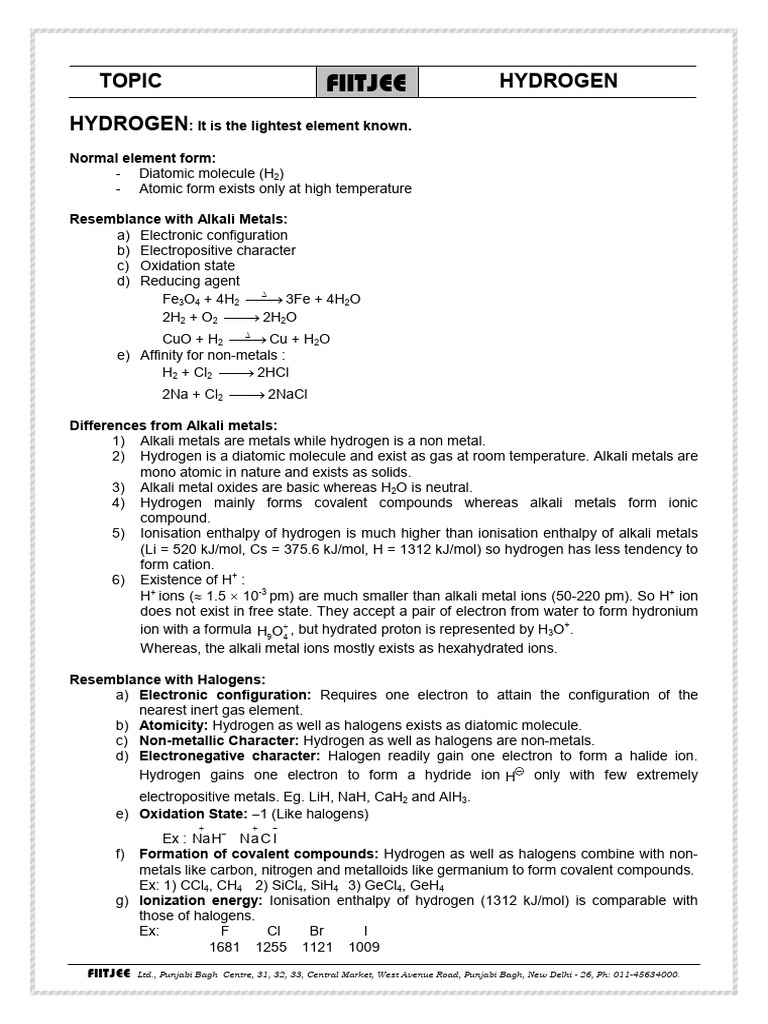 HYDROGEN | PDF | Hydride | Hydrogen