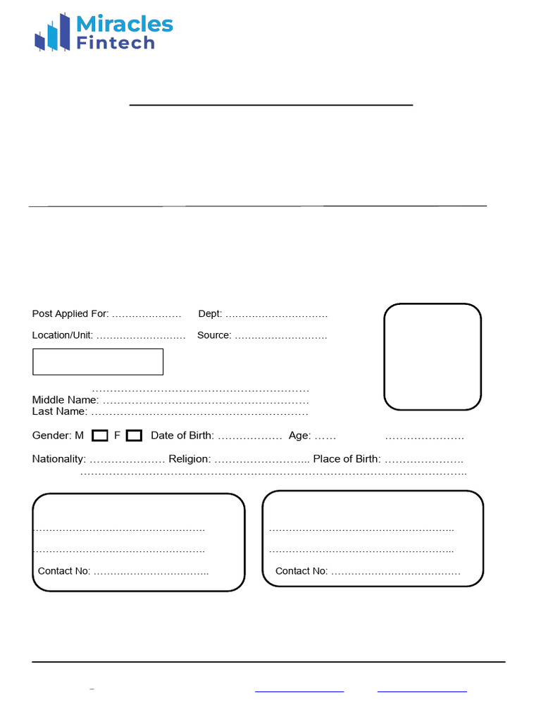 Employment Application for Miracles Fin-Tech | PDF