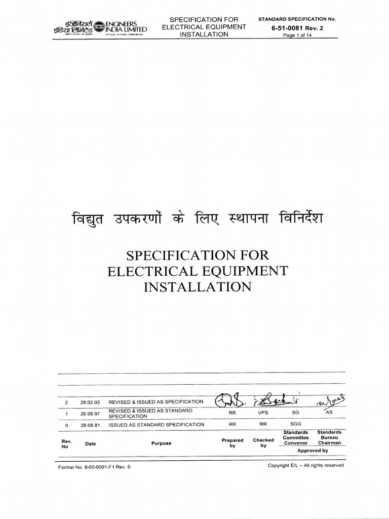 ELECTRICAL EQUIPMENT INSTALLATION | PDF