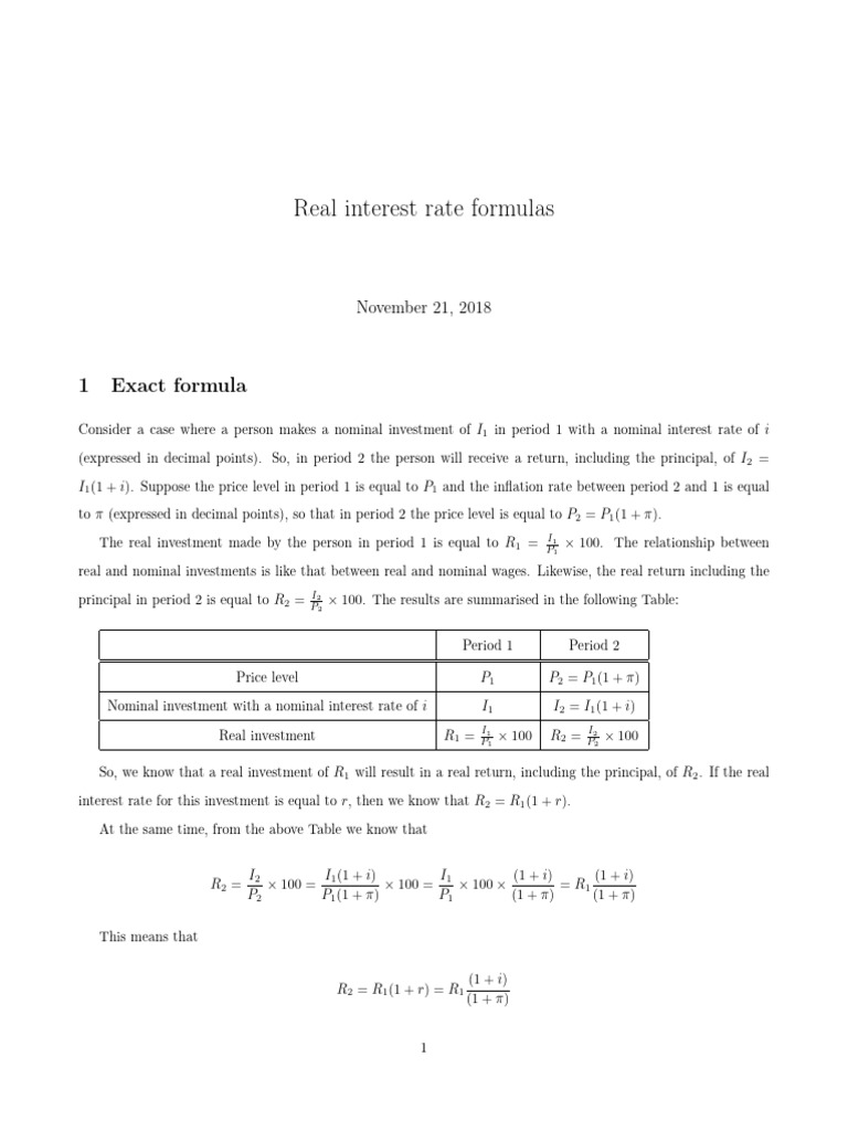 Real Interest Rate Formulas | PDF | Interest | Real Interest Rate