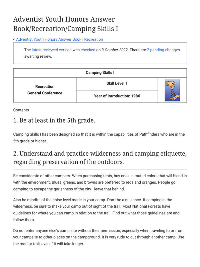 Camping Skills I: Essential Tips for Pathfinders | PDF