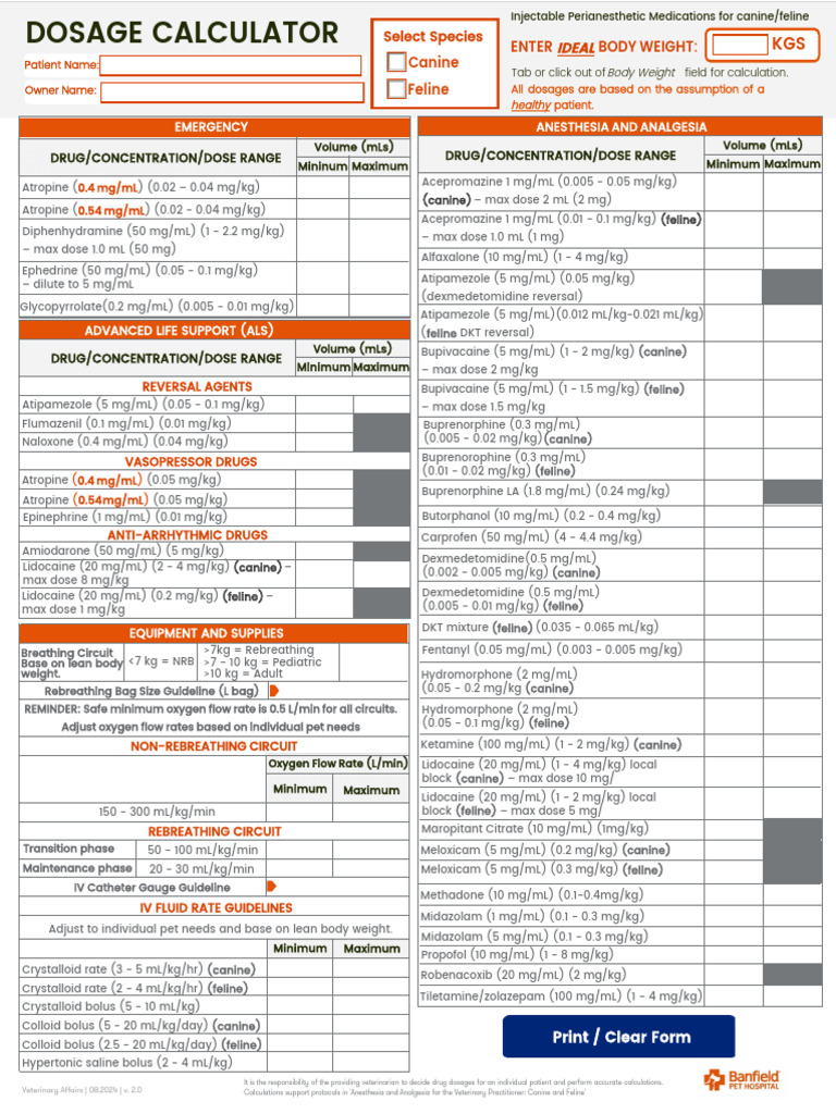 Anesthesia Dosage Calculator | PDF | Dose (Biochemistry) | Chemistry