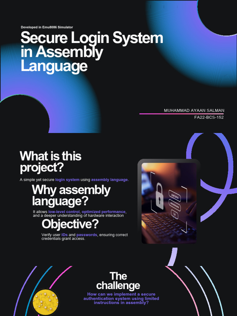 Secure Login System in Assembly Language | PDF | Password | Computer Programming