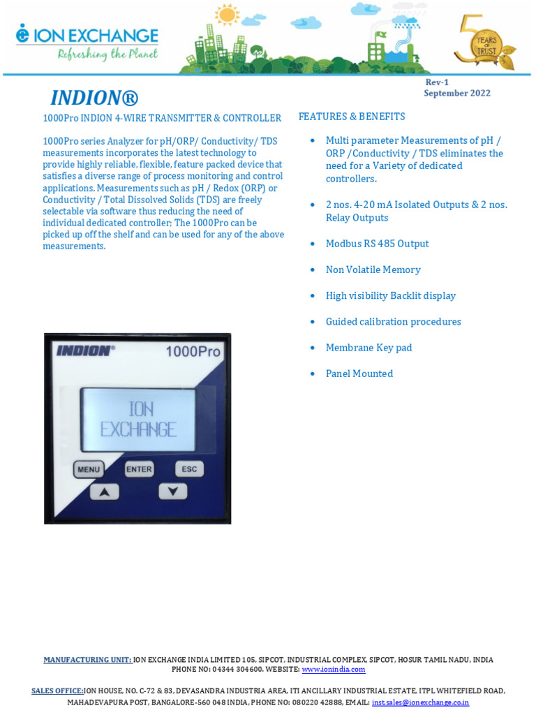 INDION 1000pro Panel Mounted Catalogue Rev-1 | PDF | Ph | Relay