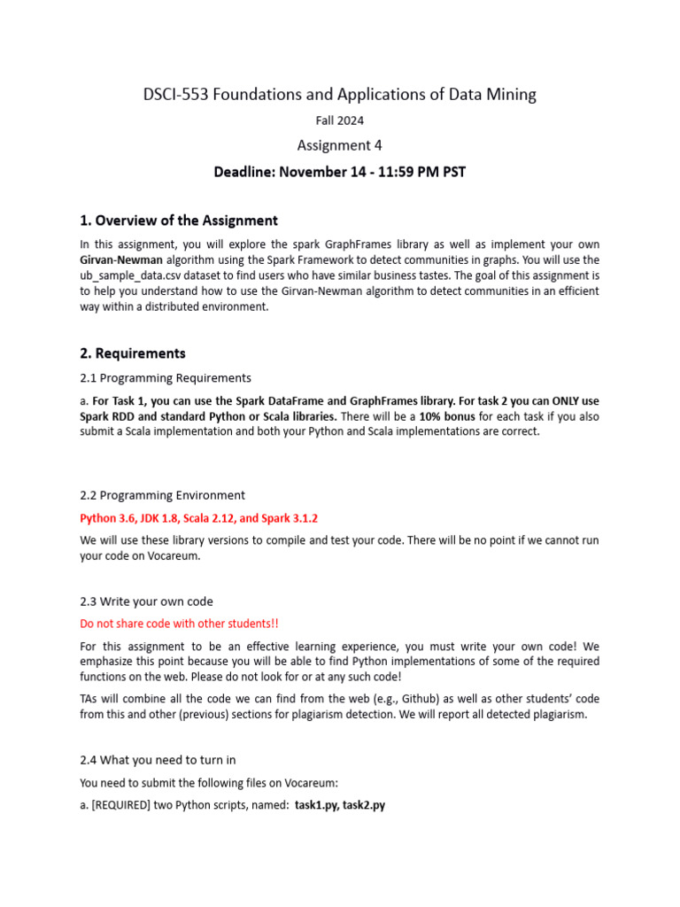 Assignment4 - Fall 2024 - 553 - Dsci | PDF | Apache Spark | Scala (Programming Language)