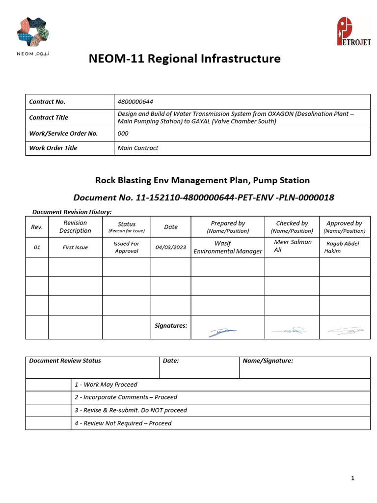 Blasting Management Plan for NEOM Project | PDF | Risk | Noise