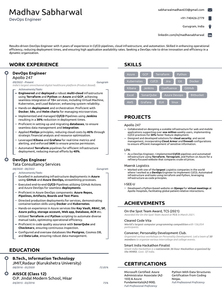 Madhav’s Resume | PDF | Cloud Computing | Microsoft Azure