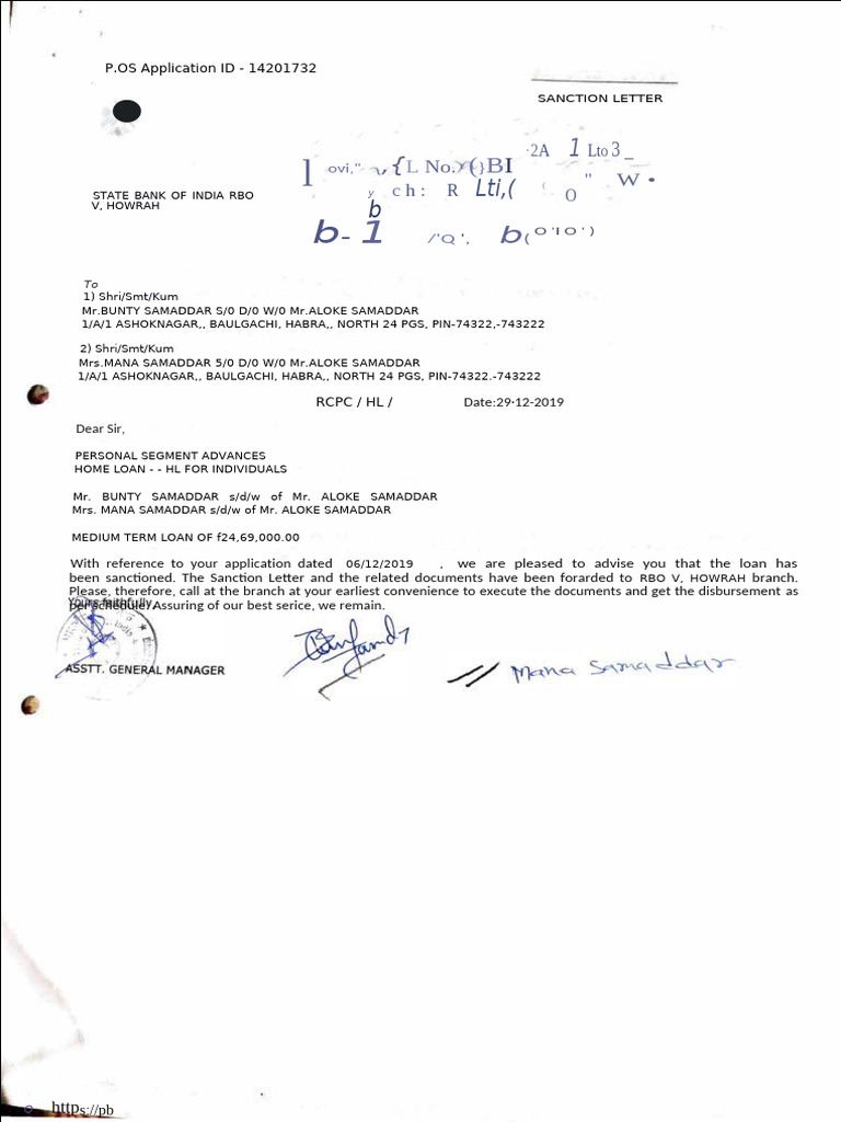 SBI Home Loan Sanction Letter | PDF | Interest | Banks