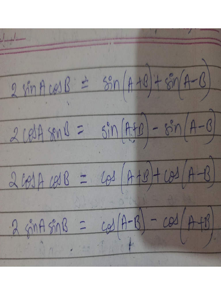 Trigonometric Product To Sum Conversion | PDF