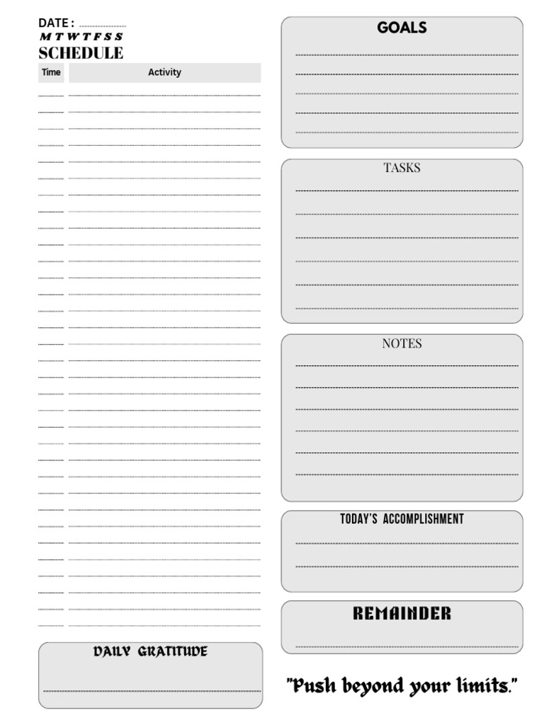 Daily Activity and Goal Tracker | PDF