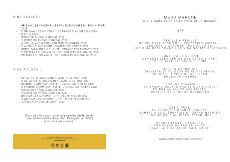 Menu Du Marche | PDF