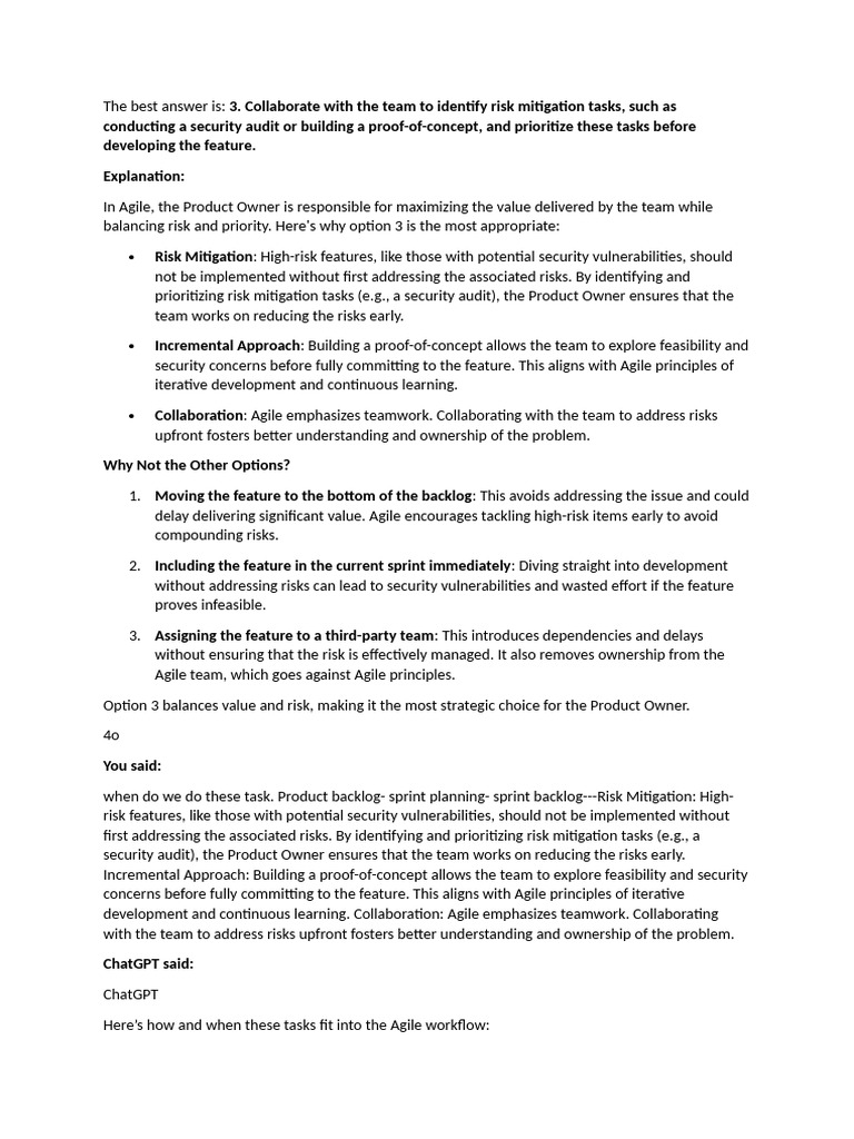 Agile Risk Management Essentials Pdf Scrum Software Development 0399