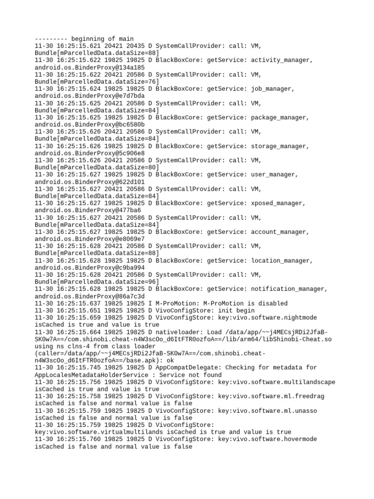 Com - Shinobi.cheat Logcat | PDF