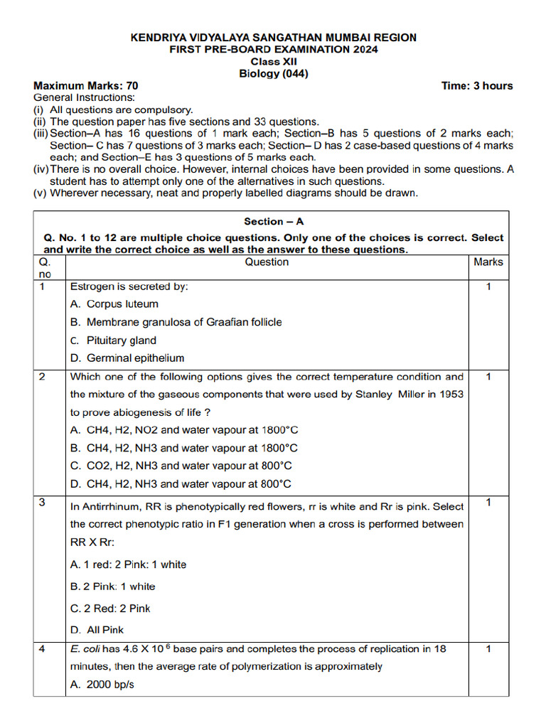 1.pbi Xii Bio QP | PDF