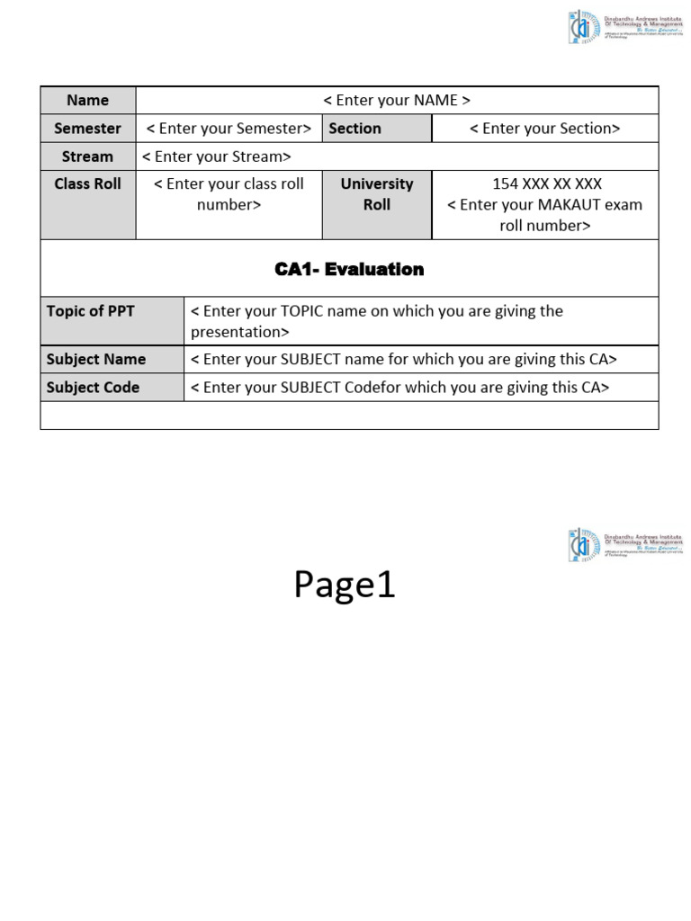 ca1 template | PDF