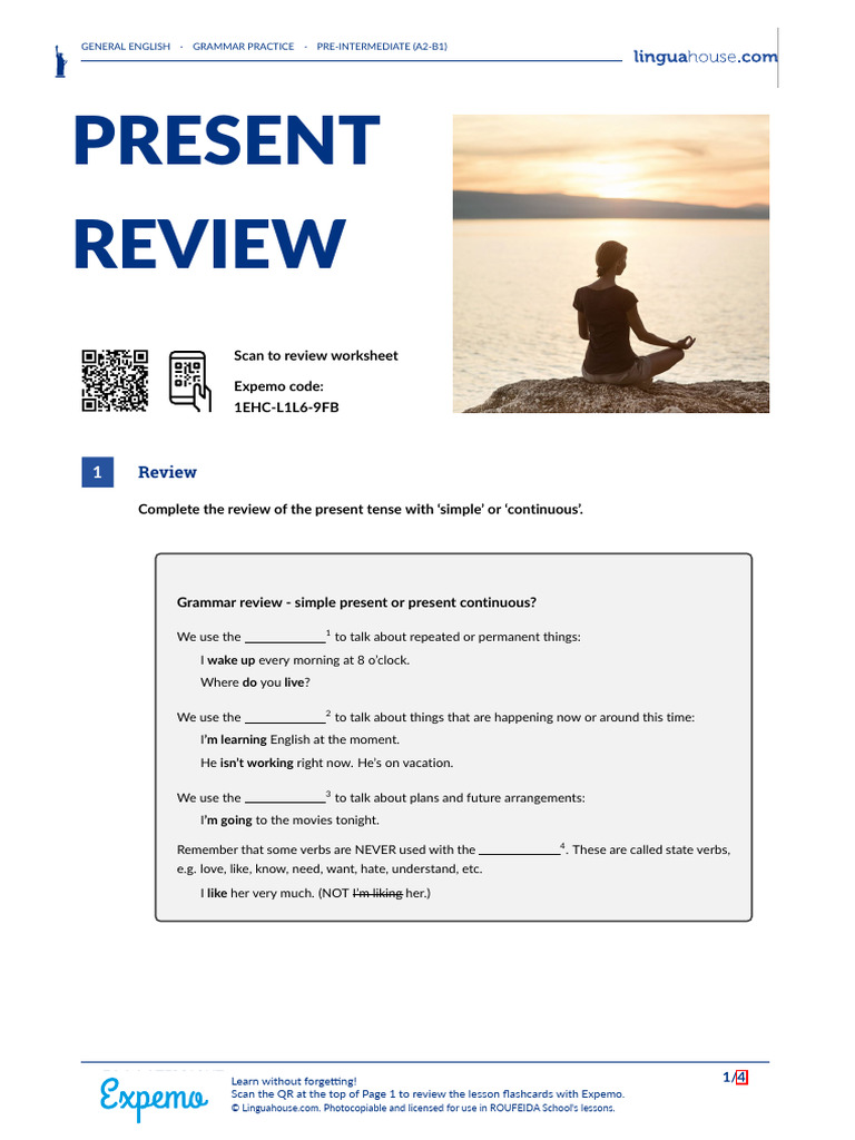 Present Review American English Student A2 B1 | PDF | English Language ...