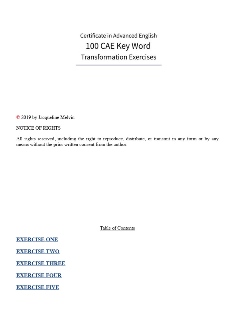 CERTIFICATE IN ADVANCED ENGLISH 100 CAE | PDF | Verb | Preposition And ...