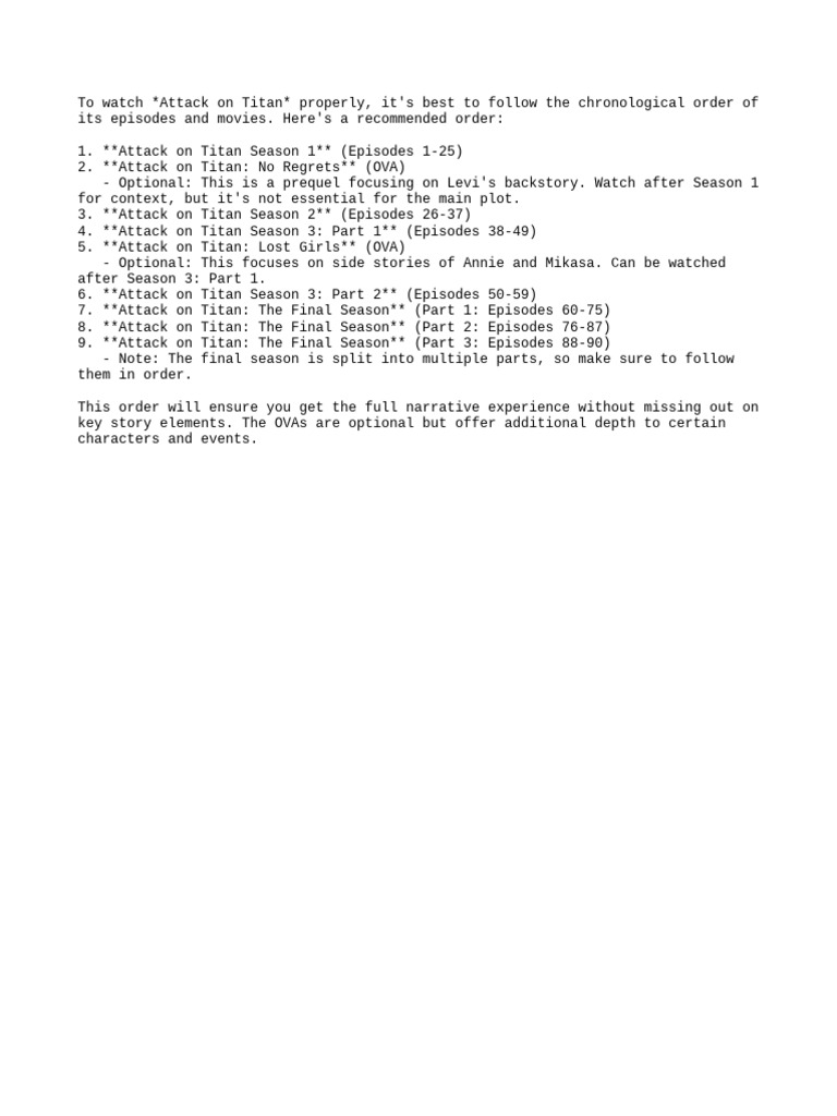Attack On Titan Watch Order v2 | PDF