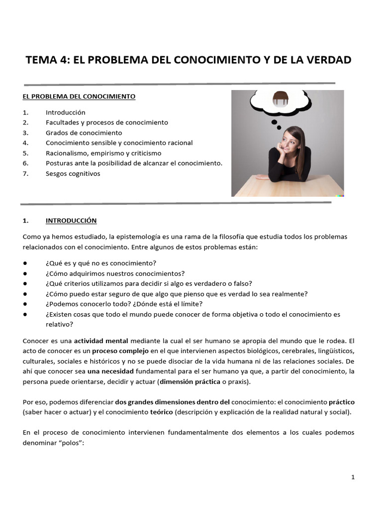 EPISTEMOLOGÍA | PDF | Conocimiento | Verdad