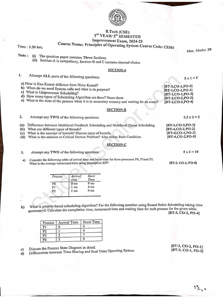 Principal of Operating System (CS303) (2) | PDF