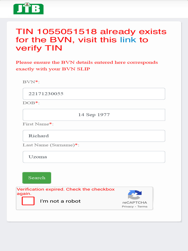 JTB - Individual TIN Request | PDF