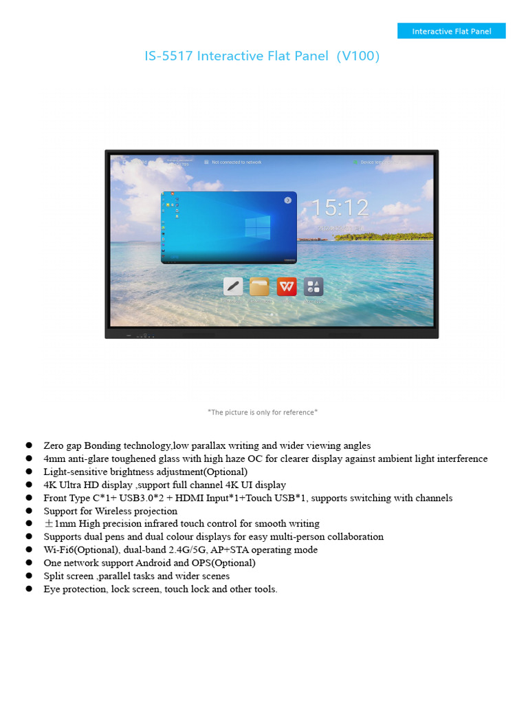 55 Inch Interactive Flat Panel 17 Series (V100) | PDF | Hdmi | Pixel
