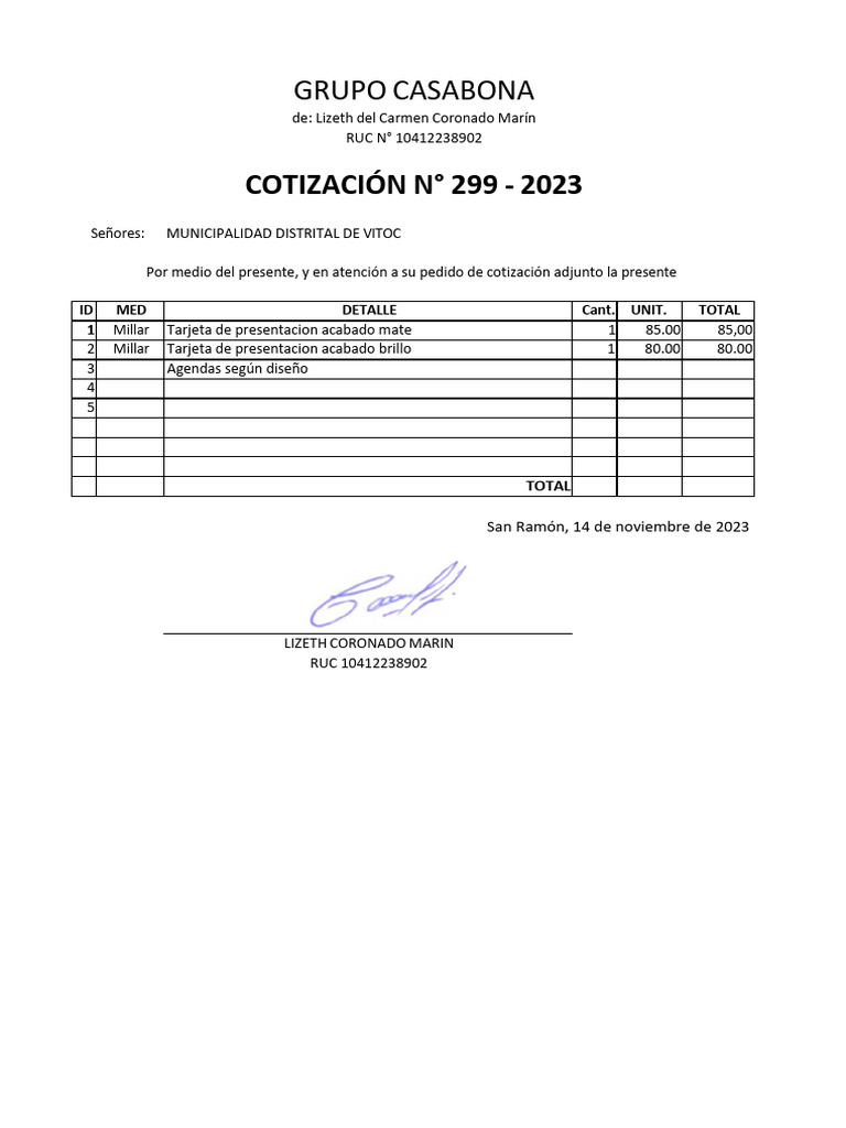 Cotizacion 03 - MD Vitoc | PDF
