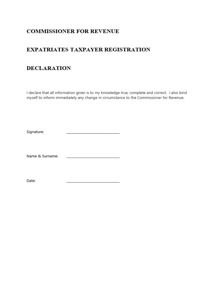 Expatriates Taxpayer Declaration | PDF