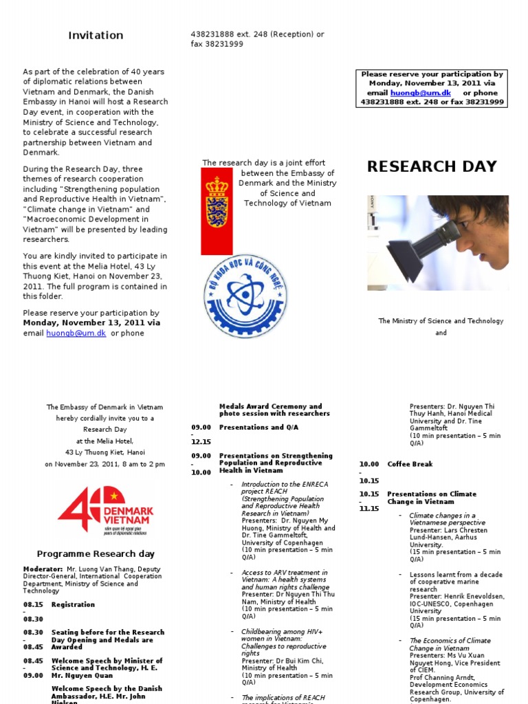 Vietnam-Denmark Research Day Invitation | PDF | Vietnam | Unrest