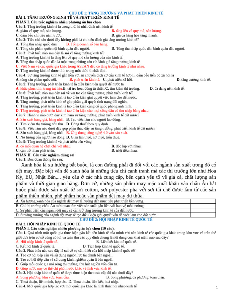 ĐỀ CƯƠNG ÔN TẬP CKI 12 | PDF