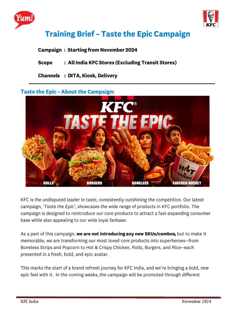 Training Brief - Taste The Epic | PDF