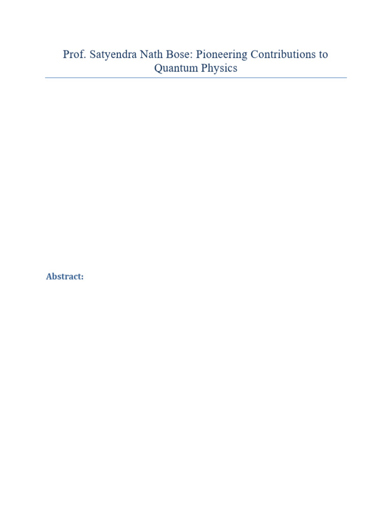 Article on SN bose | PDF | Boson | Physics