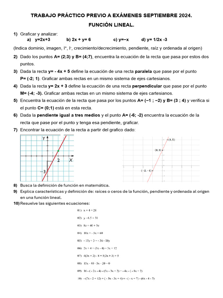 Actividades Función Lineal | PDF