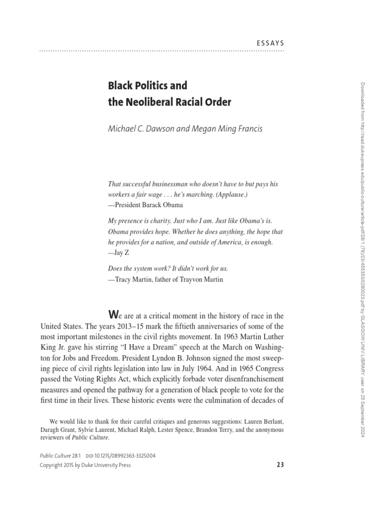 Black Politics and Neoliberal Racial Order | PDF | Neoliberalism ...
