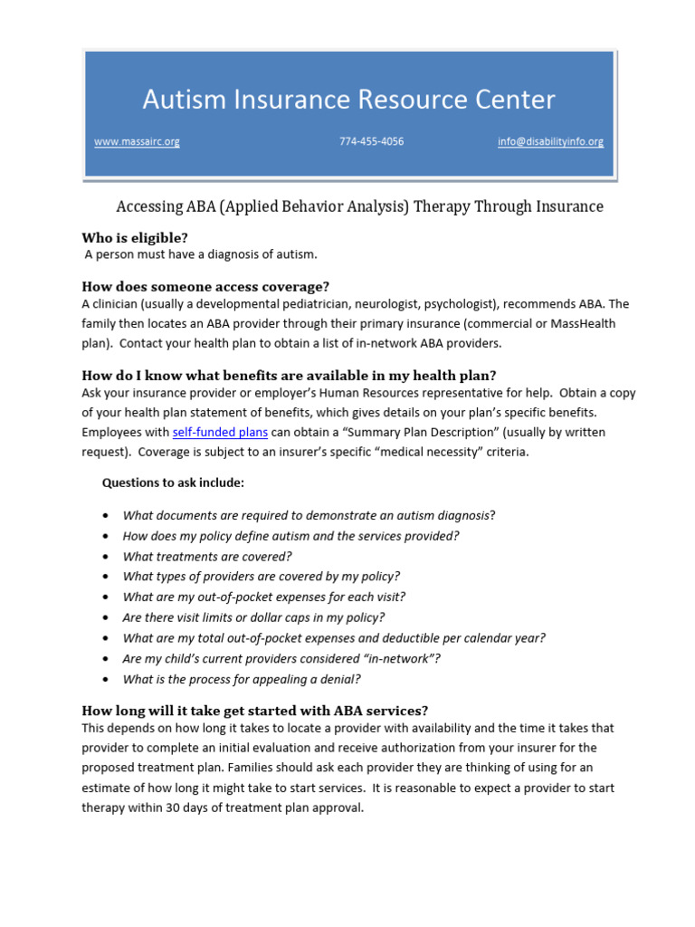 Accessing ABA Through Insurance | PDF | Insurance | Health Care