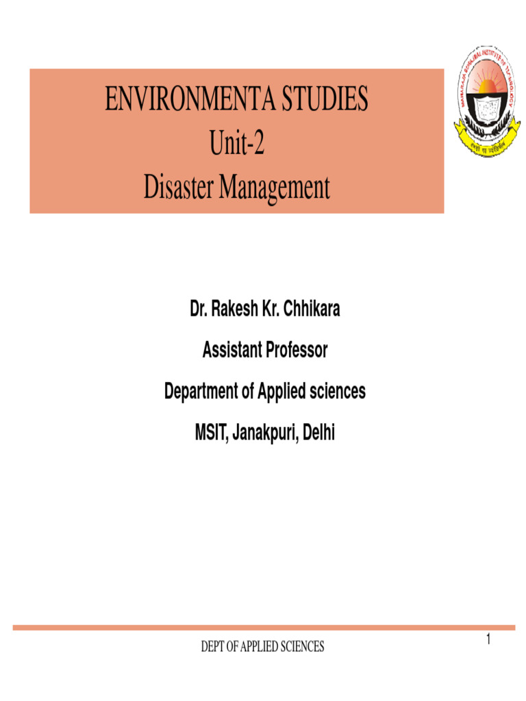 Unit 2b-Disaster Management | PDF | Earthquakes | Nuclear And Radiation ...