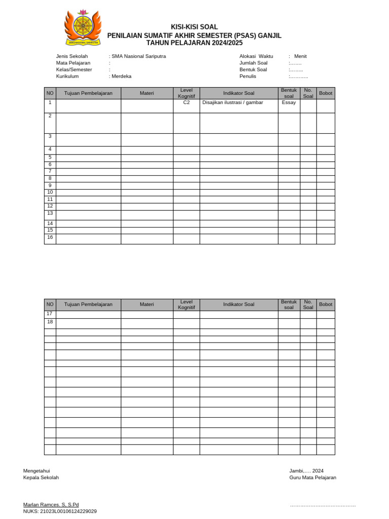 Kisi-Kisi Soal Kurikulum Merdeka | PDF