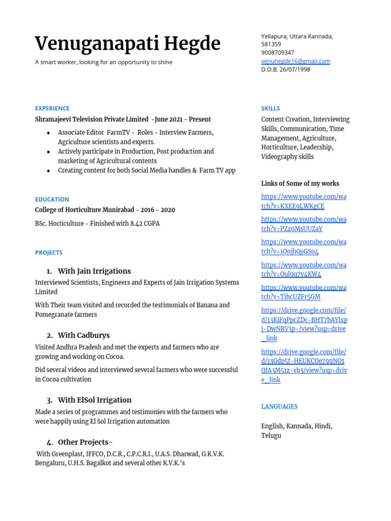 Resume Media | PDF | Agriculture | Agronomy