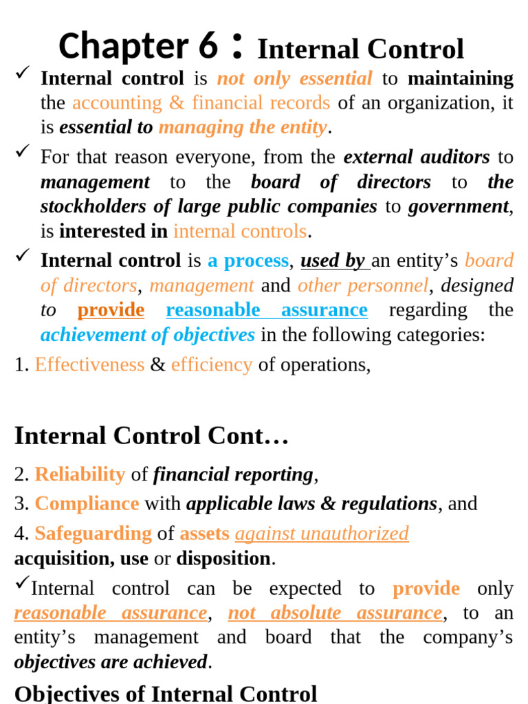 auditing 1 Chapter - 6 - Internal Control | PDF | Internal Control | Audit