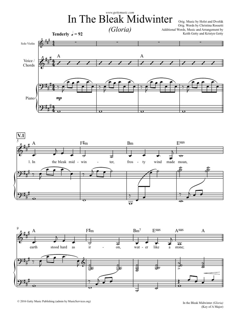 In The Bleak Pno Vocal VLN | PDF | English Christian Hymns | Traditional Music