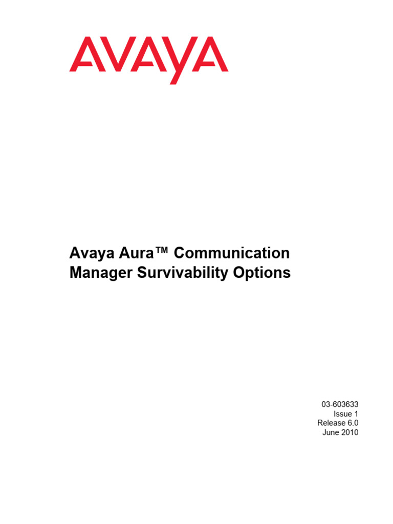 Avaya Aura CM Survivability Options | PDF | Computer Network | License