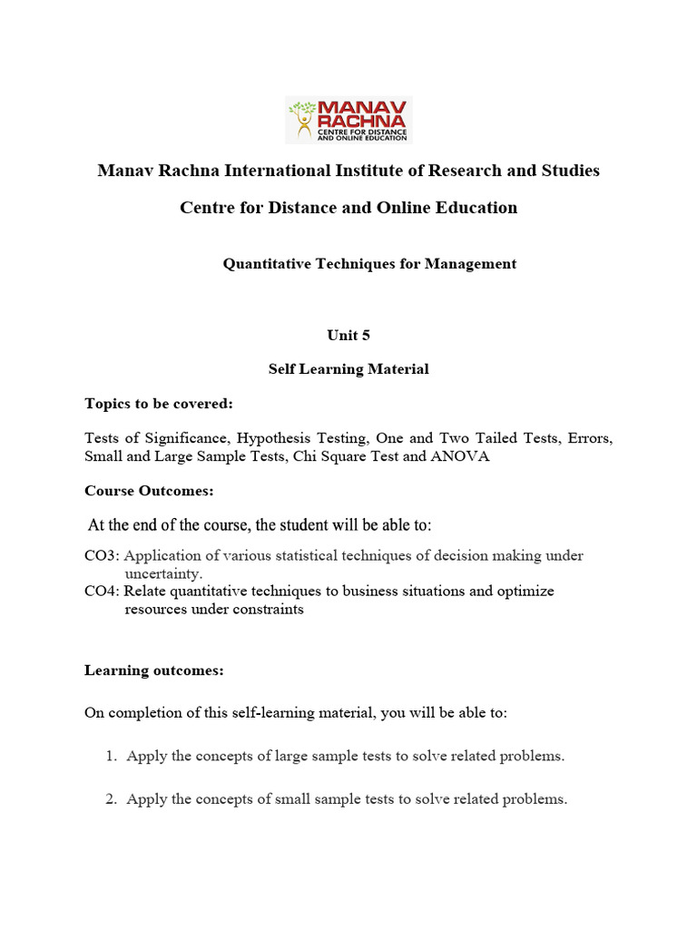 SLM QTM Unit5 | PDF