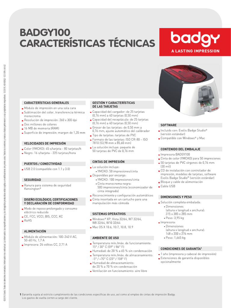 Badgy 100 | PDF | Impresora (Computación) | Informática