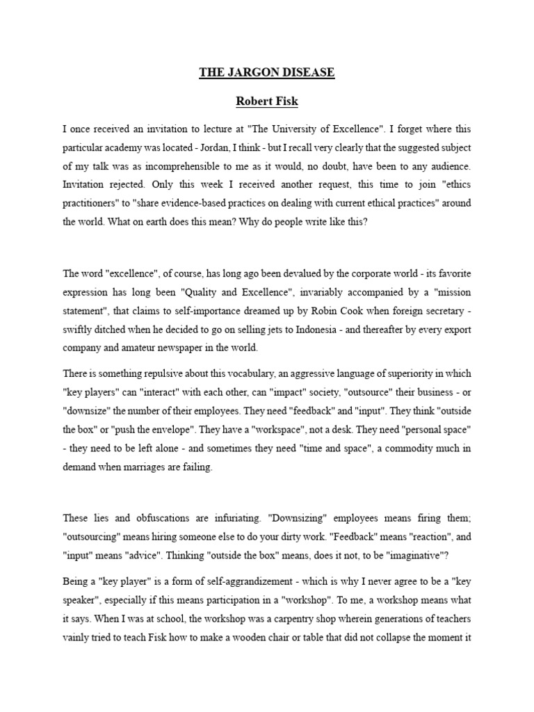 The Jargon Disease | PDF